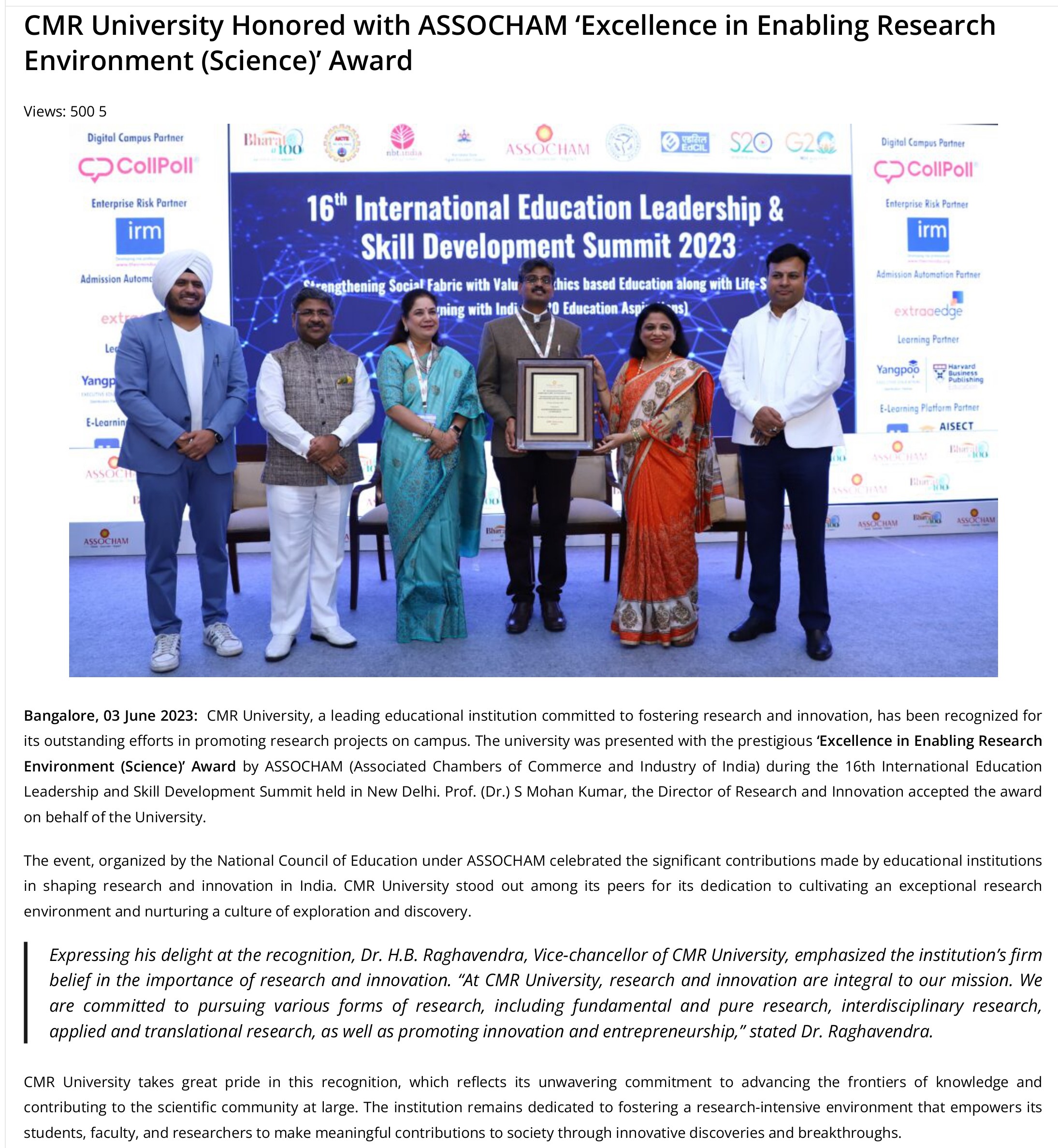 In The News - CMR University